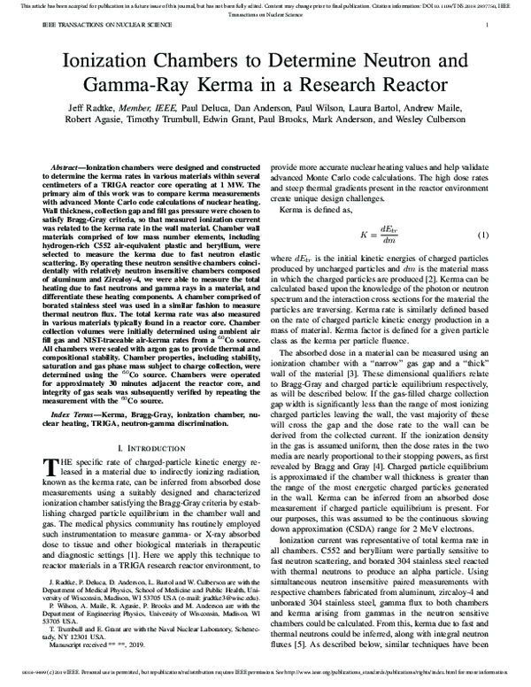 (PDF) Ionization Chambers to Determine Neutron and Gamma-Ray Kerma in a ...