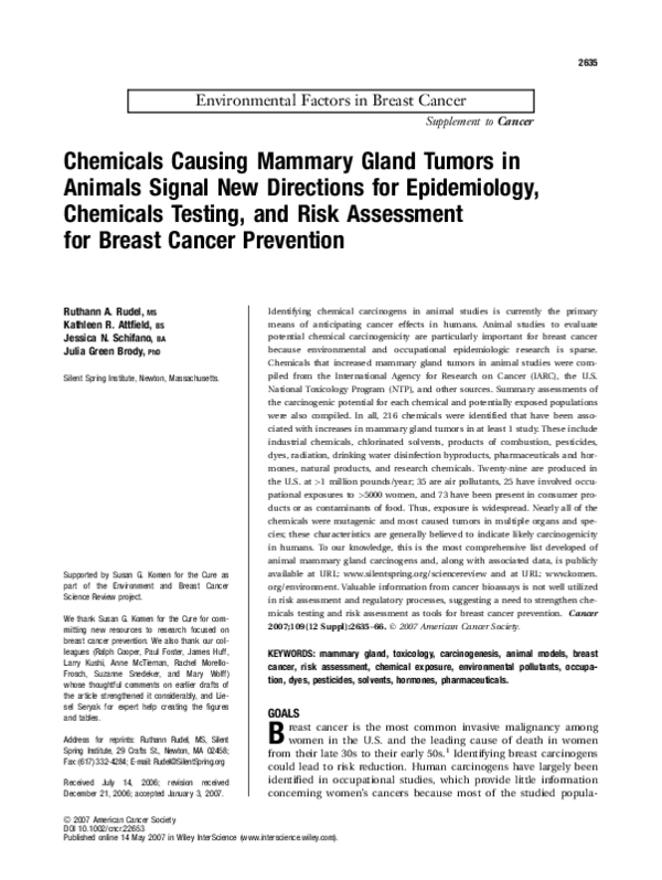 (PDF) Chemicals causing mammary gland tumors in animals signal new ...