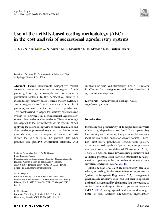 (PDF) Use of the activity-based costing methodology (ABC) in the cost analysis of successional ...