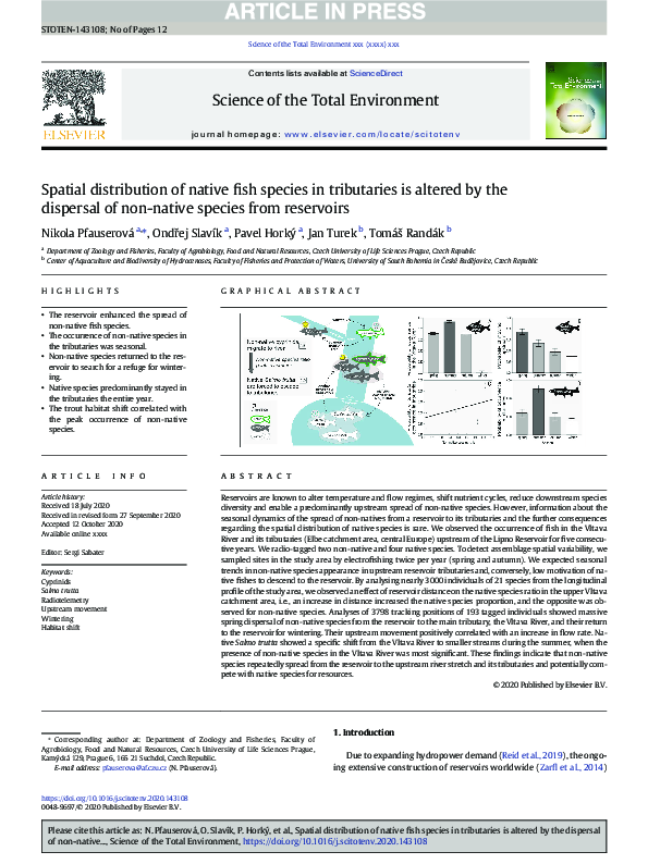 (PDF) Spatial distribution of native fish species in tributaries is ...