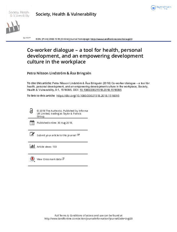 (PDF) Co-worker dialogue – a tool for health, personal development, and ...