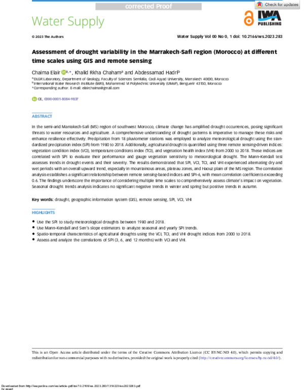 (PDF) Assessment of drought variability in the Marrakech-Safi region ...