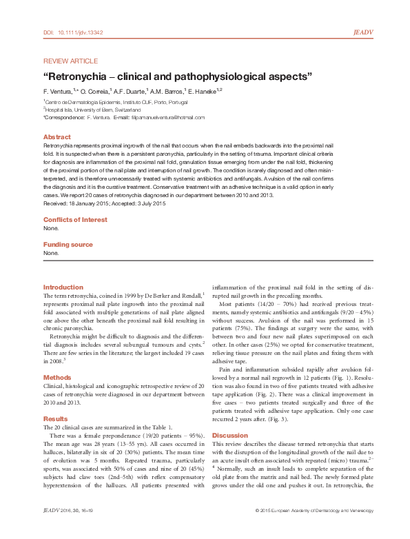 (PDF) “Retronychia - clinical and pathophysiological aspects” | Osvaldo ...