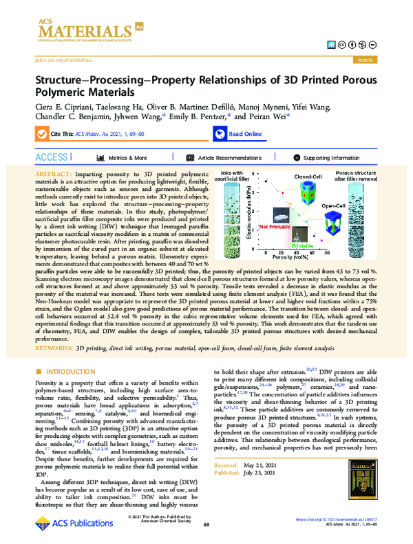 (PDF) Structure–Processing–Property Relationships of 3D Printed Porous ...
