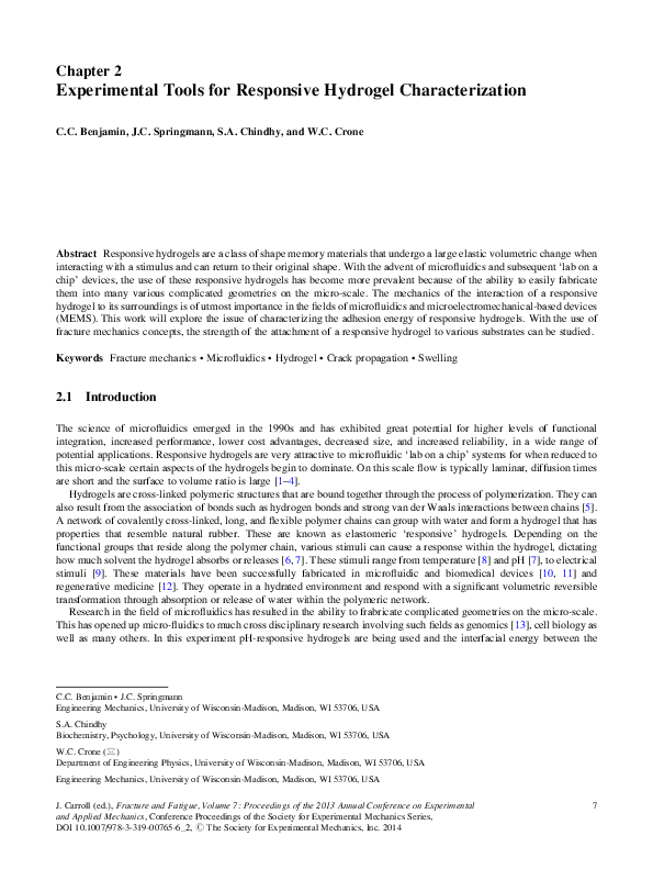 (PDF) Experimental Tools for Responsive Hydrogel Characterization