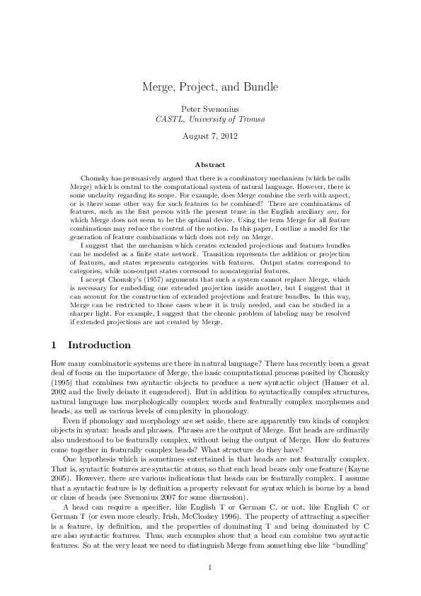 (PDF) Merge, Project, and Bundle | Peter Svenonius - Academia.edu