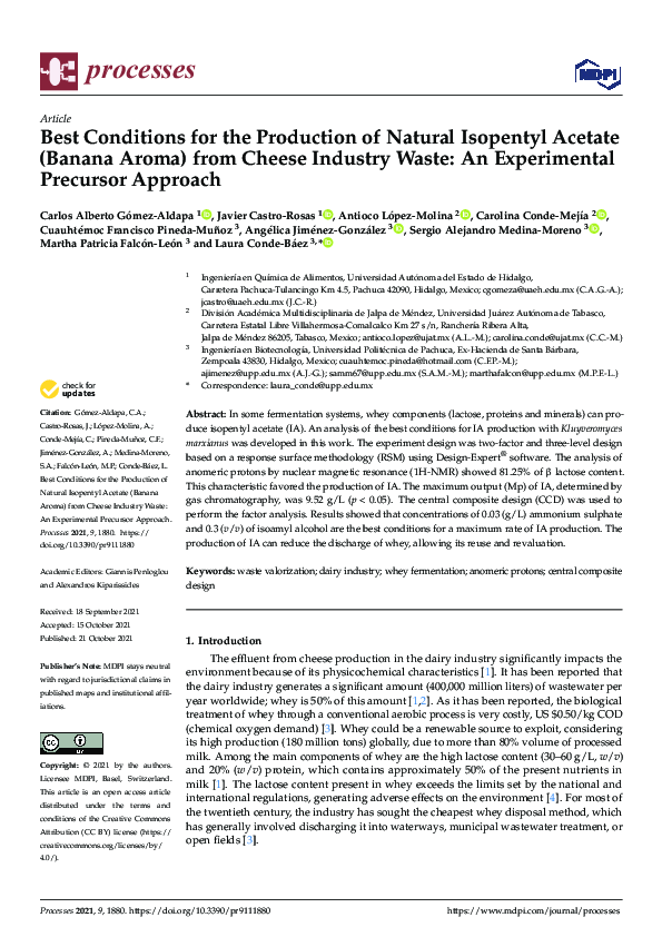 (PDF) Best Conditions for the Production of Natural Isopentyl Acetate ...