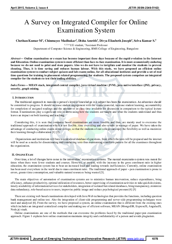 (PDF) A Survey on Integrated Compiler for Online Examination System