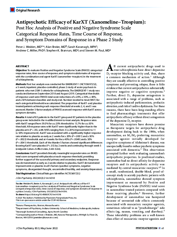 (PDF) Antipsychotic Efficacy of KarXT (Xanomeline−Trospium)