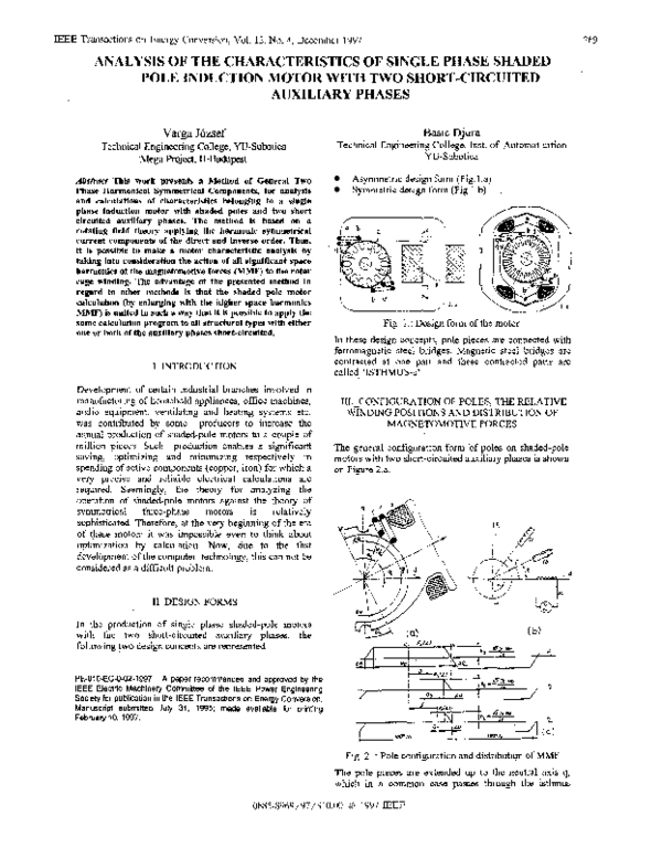 (PDF) Analysis of the characteristics of single phase shaded pole ...