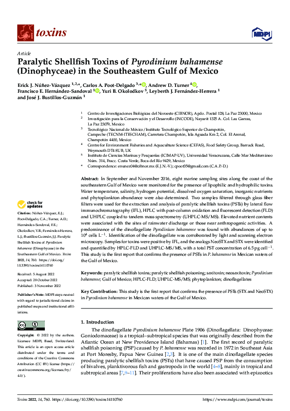 (PDF) Paralytic Shellfish Toxins of Pyrodinium bahamense (Dinophyceae ...