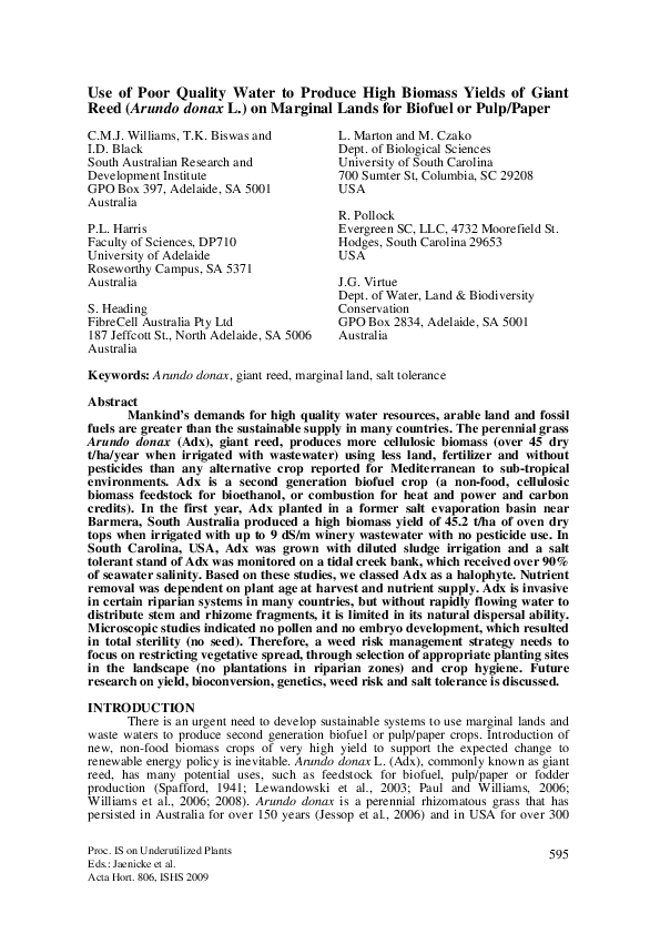 (PDF) Use of Poor Quality Water to Produce High Biomass Yields of Giant ...
