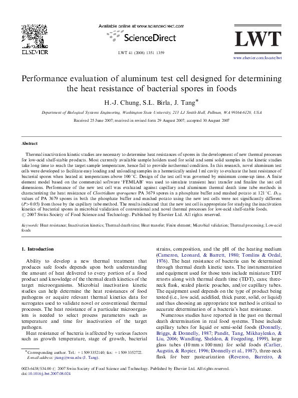(PDF) Performance evaluation of aluminum test cell designed for ...