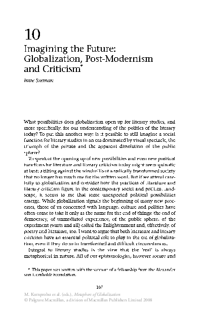 (PDF) Imagining the Future: Globalization, Post-Modernism and Criticism