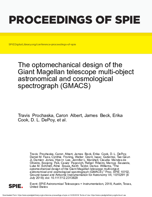 (PDF) The optomechanical design of the Giant Magellan telescope multi ...