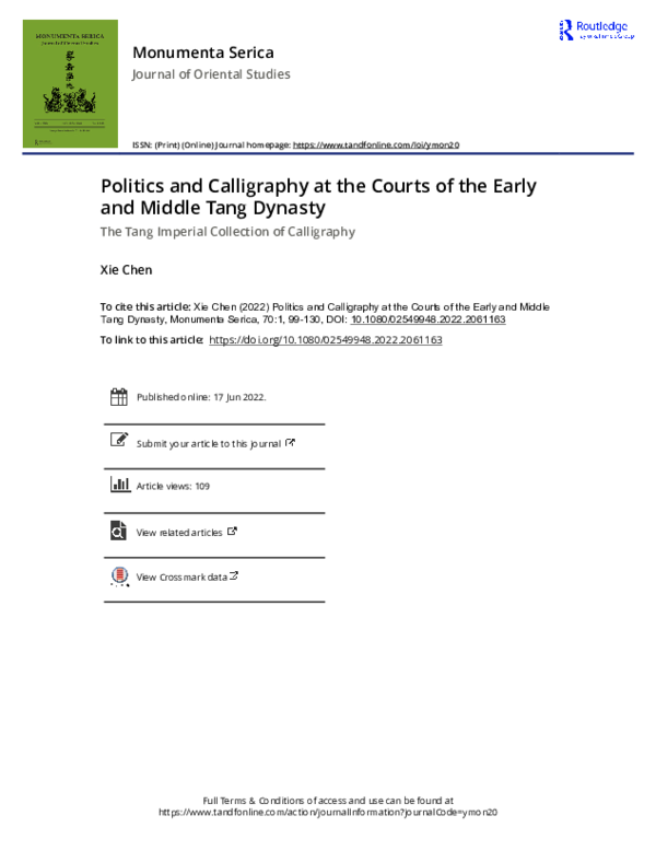 (PDF) Politics and Calligraphy at the Courts of the Early and Middle ...