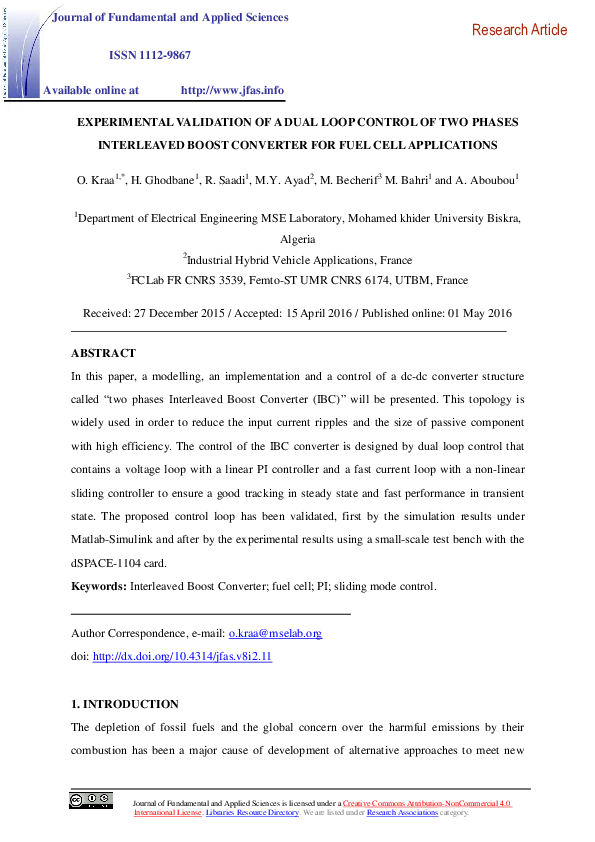 (PDF) Experimental validation of a dual loop control of two phases interleaved boost converter ...