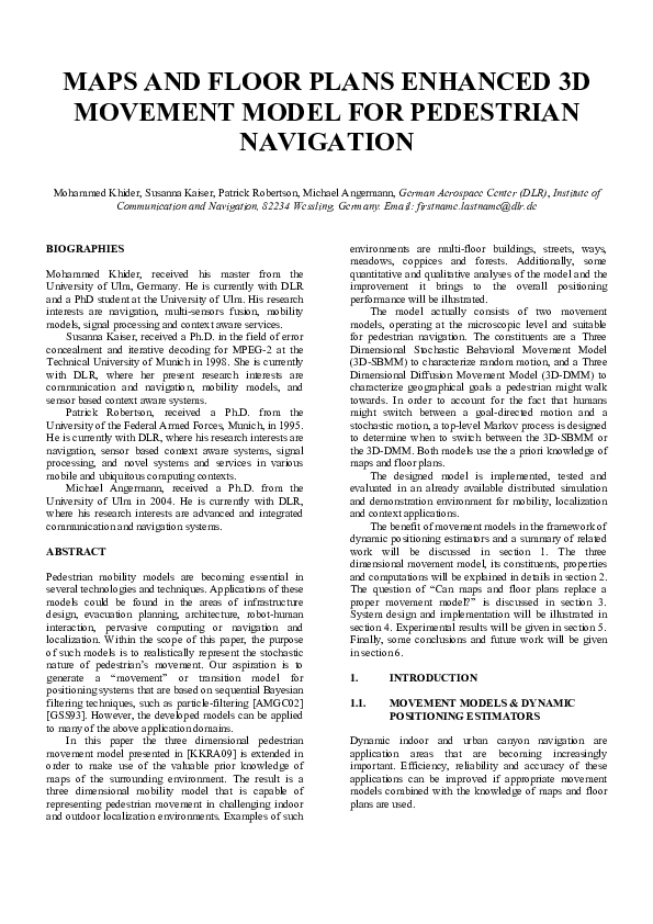 (PDF) Maps and Floor Plans Enhanced 3D Movement Model for Pedestrian ...