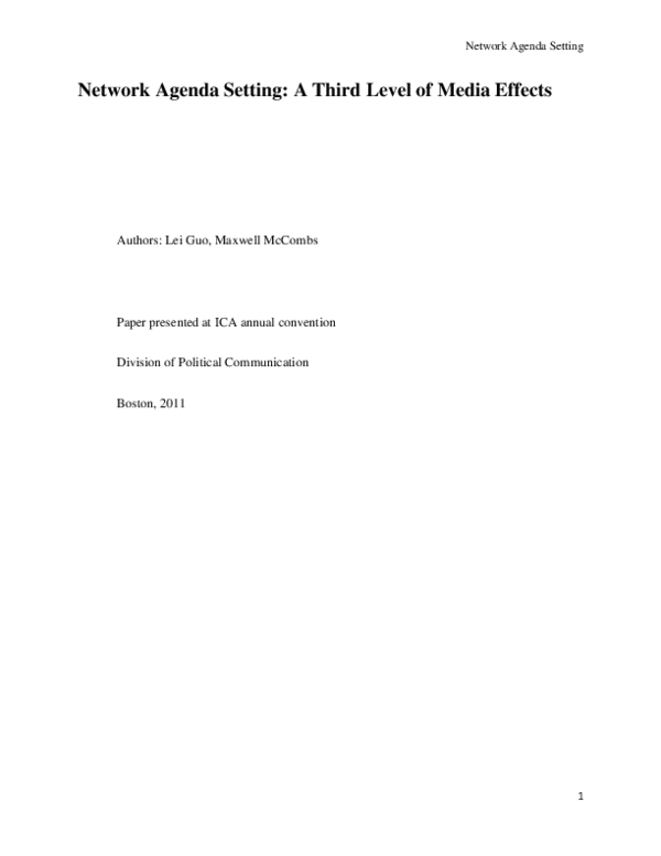 (PDF) Network Agenda Setting: A Third Level of Media Effects