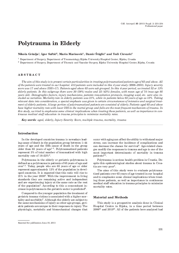 (PDF) Polytrauma in elderly