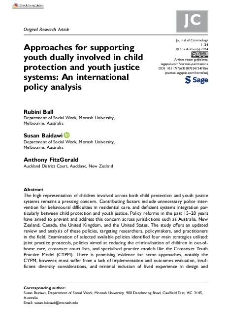 (PDF) Approaches for supporting youth dually involved in child ...