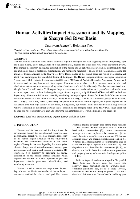 (PDF) Human Activities Impact Assessment and its Mapping in Sharyn Gol ...