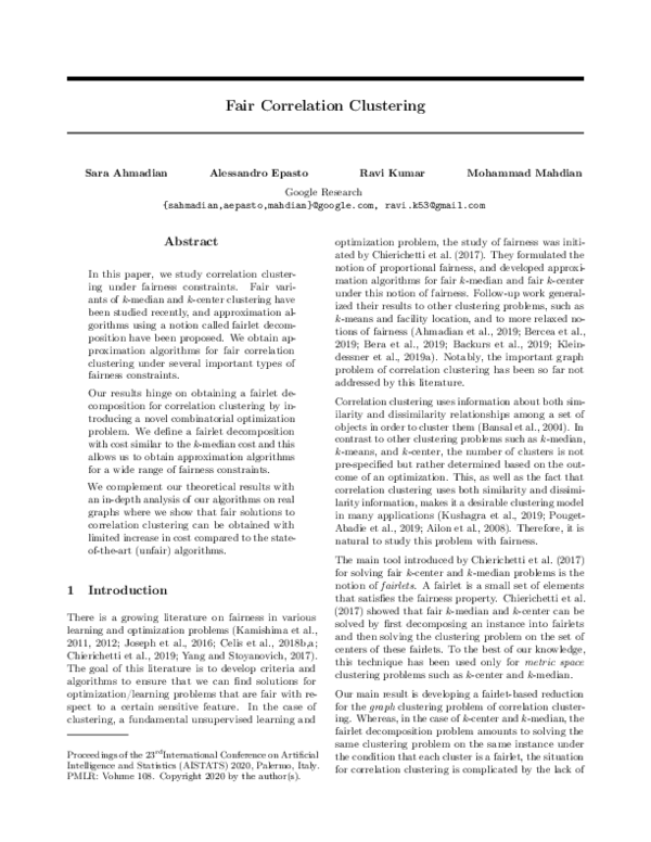 (PDF) Fair Correlation Clustering