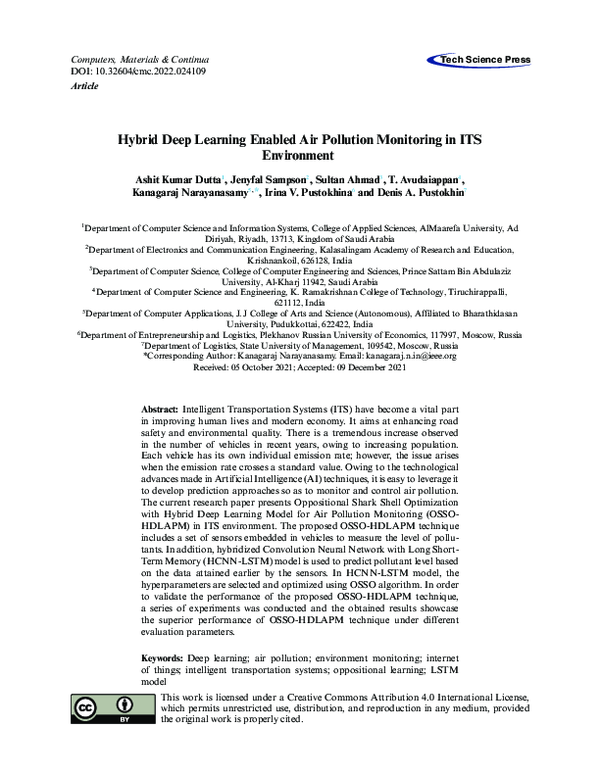 (PDF) Hybrid Deep Learning Enabled Air Pollution Monitoring in ITS Environment | jenyfal sampson ...