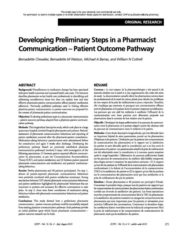 (PDF) Developing Preliminary Steps in a Pharmacist Communication ...