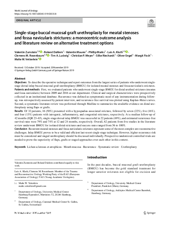 (PDF) Single-stage buccal mucosal graft urethroplasty for meatal ...