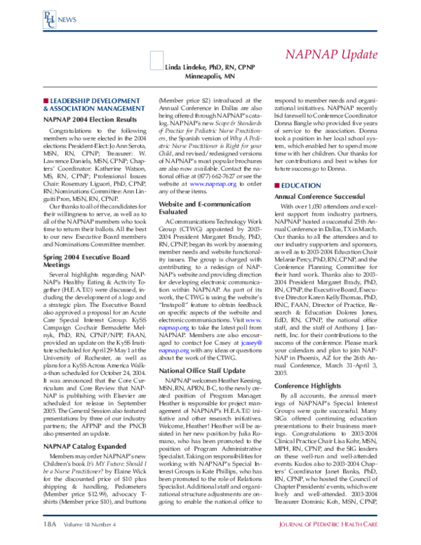 (PDF) NAPNAP update | Linda Lindeke - Academia.edu
