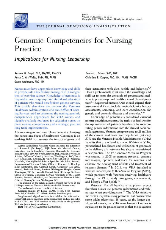(PDF) Genomic Competencies for Nursing Practice