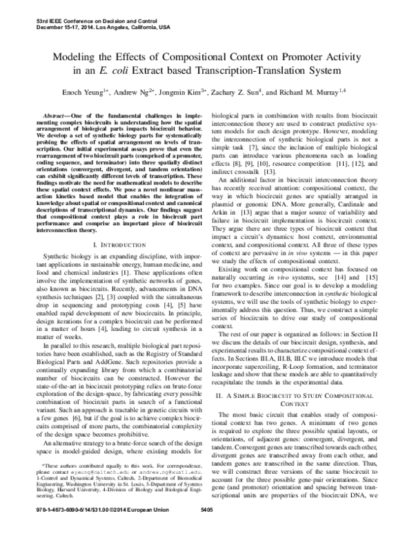 (PDF) Modeling the effects of compositional context on promoter activity in an E. coli extract ...