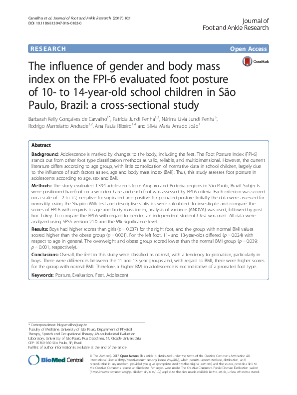 (PDF) The influence of gender and body mass index on the FPI-6 ...