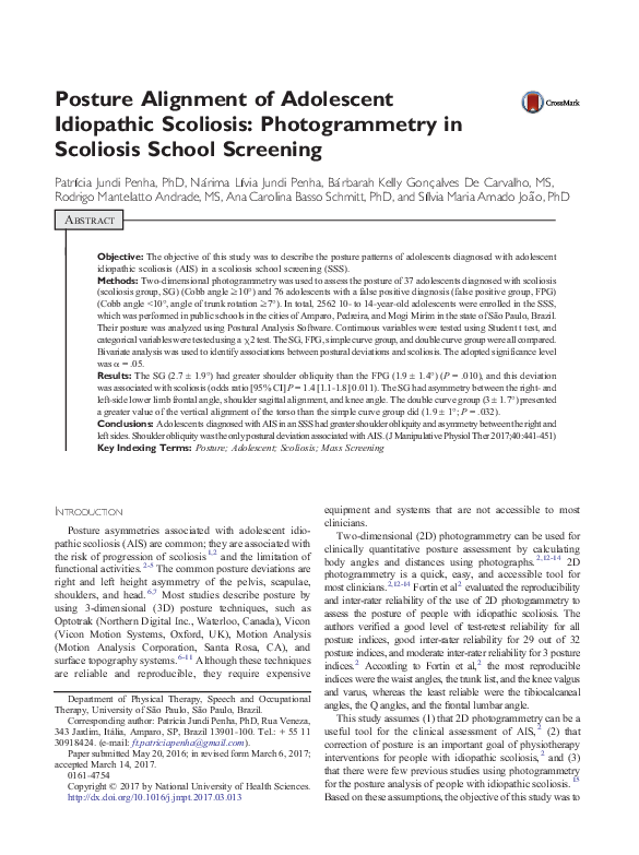(PDF) Posture Alignment of Adolescent Idiopathic Scoliosis ...