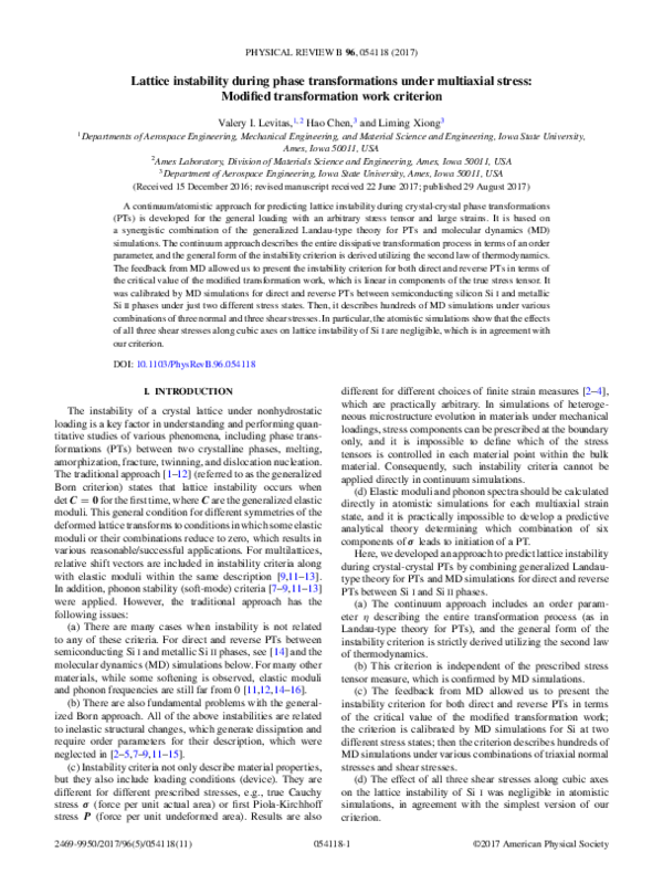 (PDF) Lattice instability during phase transformations under multiaxial stress: Modified ...
