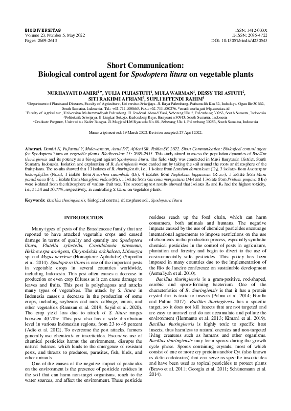 (PDF) Short Communication: Biological control agent for Spodoptera ...