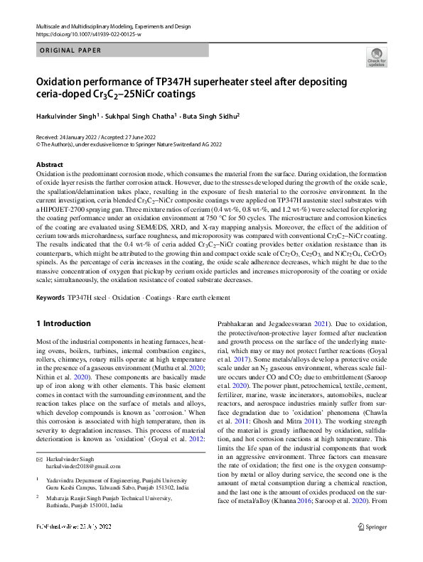 (PDF) Oxidation performance of TP347H superheater steel after ...
