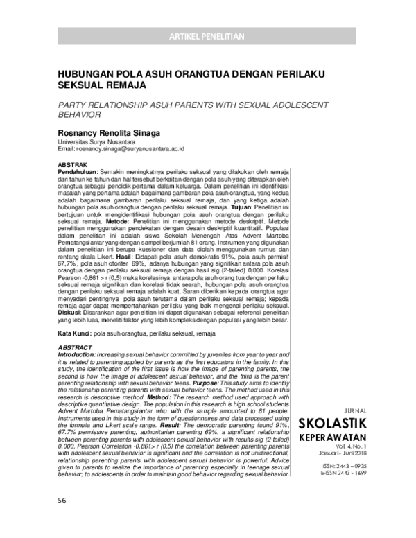 (PDF) Hubungan Pola Asuh Orangtua Dengan Perilaku Seksual Remaja