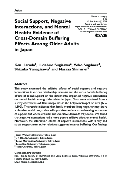 (PDF) Social Support, Negative Interactions, and Mental Health ...