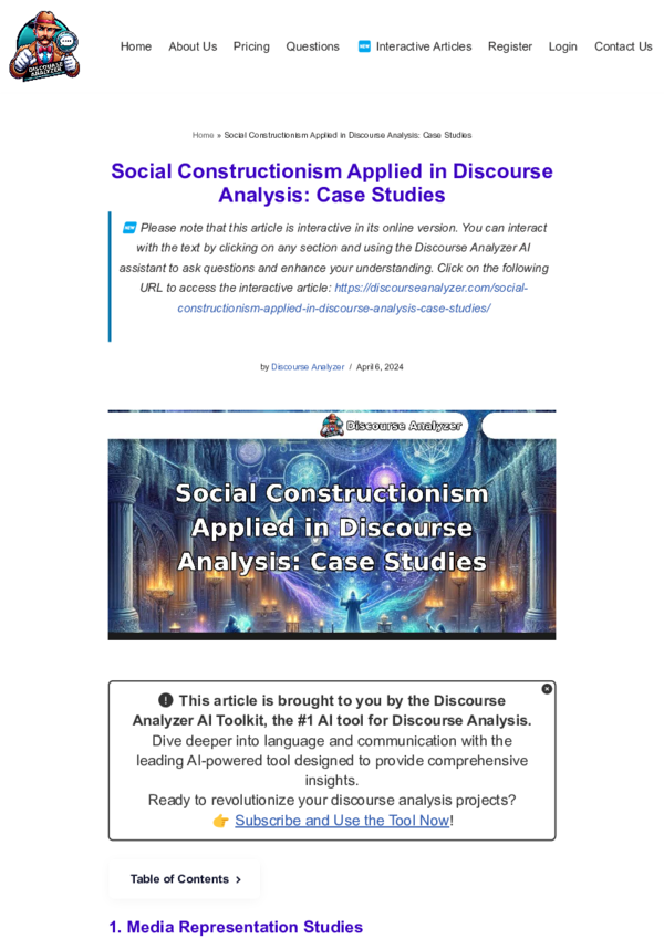 (PDF) Social Constructionism Applied in Discourse Analysis: Case Studies