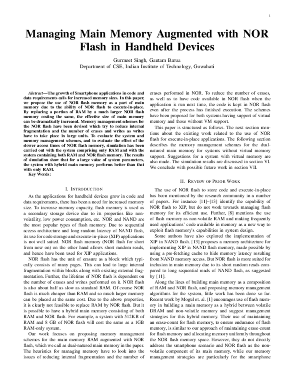 (PDF) Managing Main Memory Augmented with NOR Flash in Handheld Devices ...
