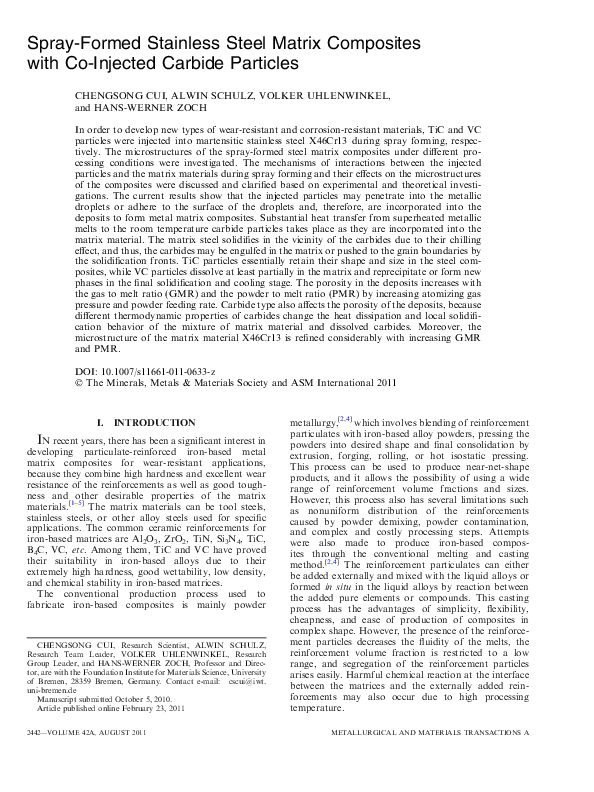 (PDF) Spray-Formed Stainless Steel Matrix Composites with Co-Injected ...