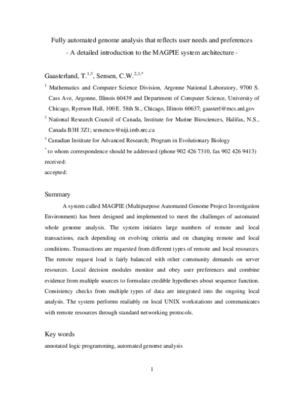 (PDF) Fully automated genome analysis that reflects user needs and ...