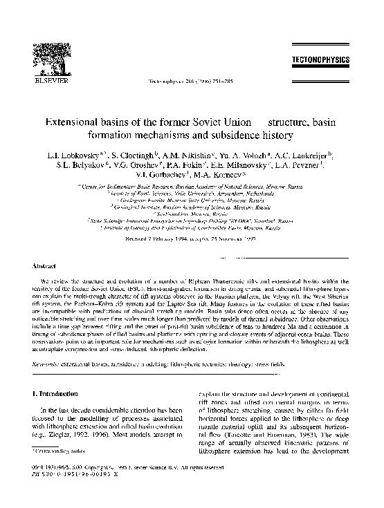 (PDF) Extensional basins of the former Soviet Union — structure, basin ...