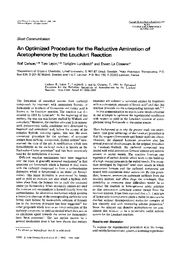 (PDF) An Optimized Procedure for the Reductive Amination of ...
