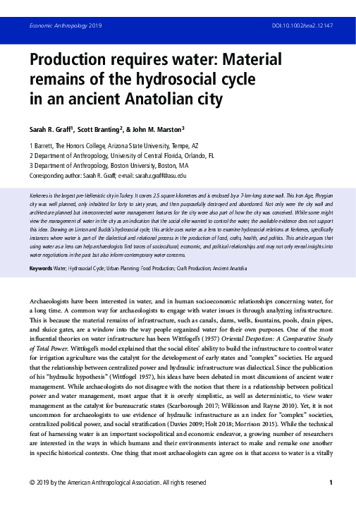 (PDF) Production requires water: Material remains of the hydrosocial ...