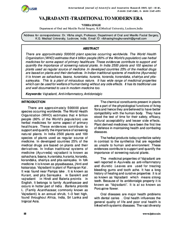 (PDF) Vajradanti-Traditional to Modern Era