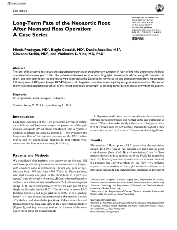 (PDF) Long-Term Fate of the Neoaortic Root After Neonatal Ross ...