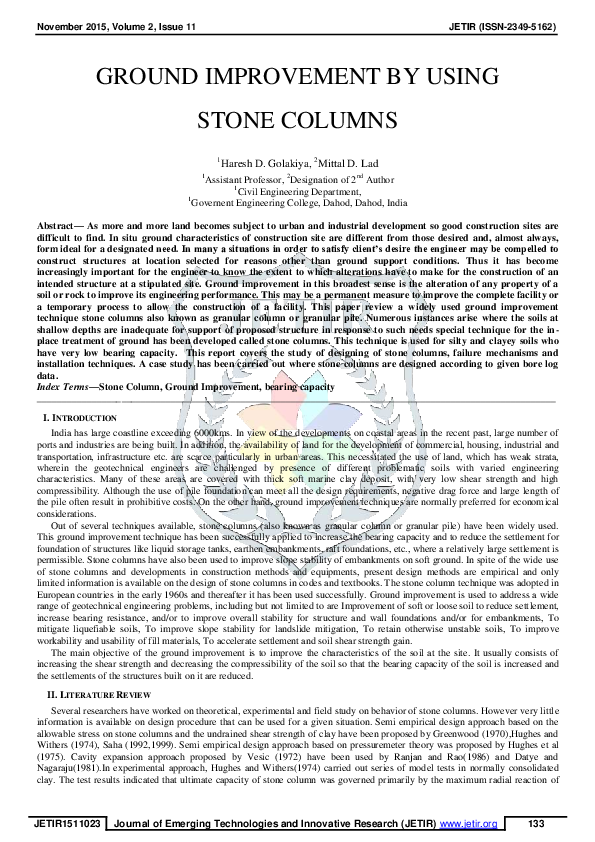 (PDF) Ground Improvement by Using Stone Columns